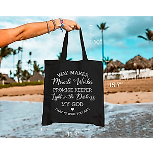 GXVUIS Waymaker Canvas Tote Bag for Women Christian Scripture Reusable Grocery Shoulder Shopping Bags Work Funny Gifts Black