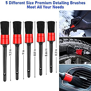 Jaronx 16PCS Car Detailing Brush Kit, Detail Brushes Car Detailing, Car Detail Cleaning Brush for Wheel, Exterior Interior Auto Detailing Brushes Set (Drill Brush, Wash Mitt, Towels, Polishing Pads)