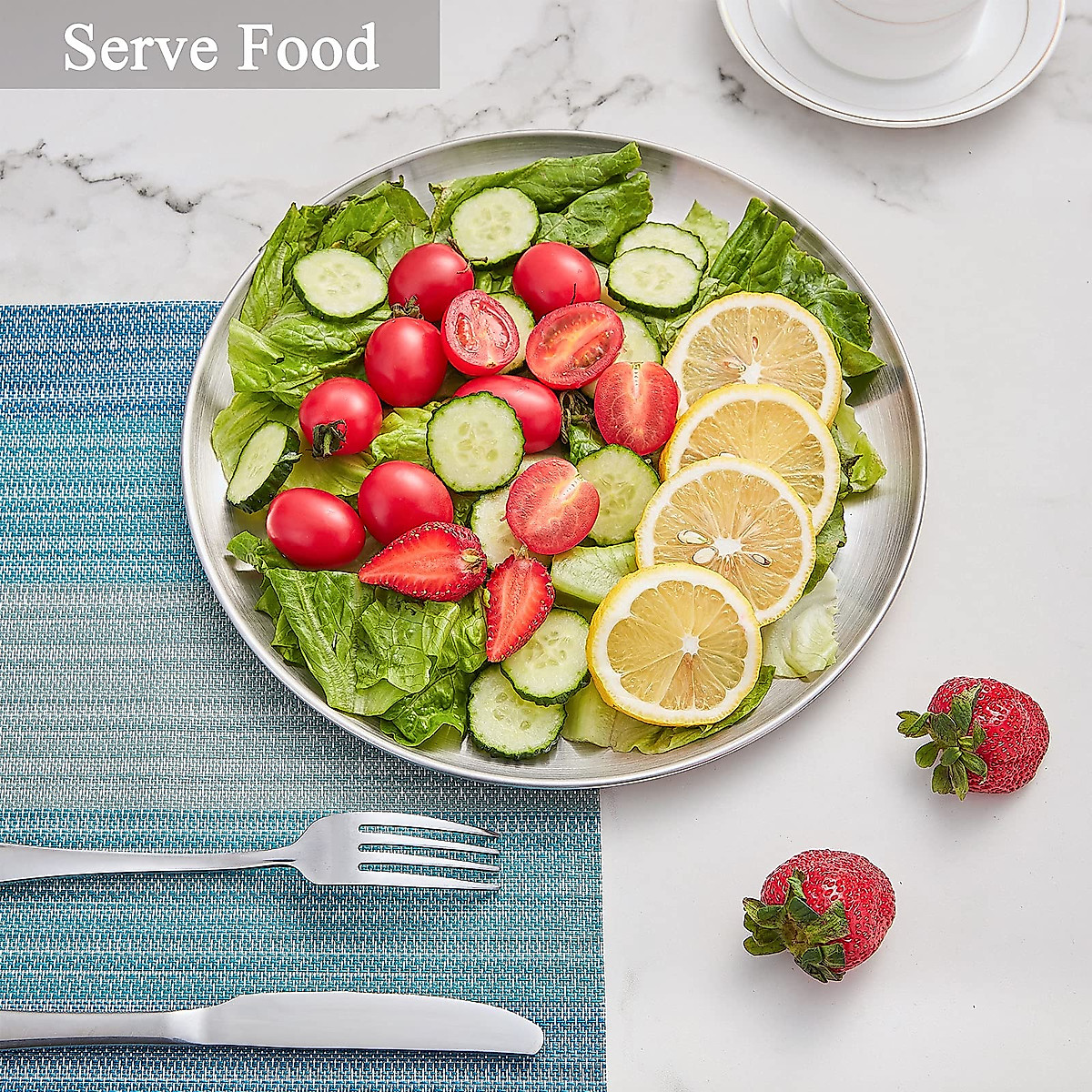 WEZVIX Stainless Steel Pizza Pan 8-Inch Set of 6, Pizza Baking Pan Pizza Tray Round Pizza Baking Sheet Oven Tray, Non-stick & Dishwasher Safe