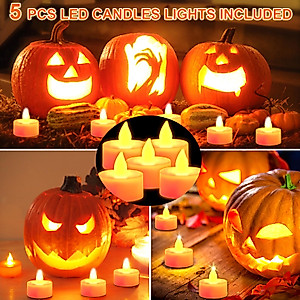 Pumpkin Carving Tools, 15 PCS Professional Pumpkin Carving Kit for Adults & Kids with LED Candles, Heavy Duty Stainless Steel Pumpkin Cutting Knife Supplies for Halloween Decoration Jack-O-Lantern