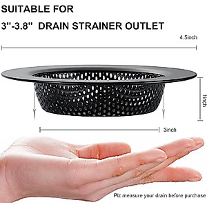 LASSHSWA 2 PCS Matte Black Kitchen Sink Strainer Stainless Steel, Kitchen Sink Drain Strainer, Sink Strainers with Large Wide Rim 4.5" Diameter for Kitchen Sinks (NO Bump - Avoid Paint Peeling)