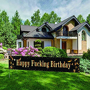 Belrew Happy Fucking Birthday Banner, Funny Fabulous Birthday Party Decor, Large Outdoor Party Sign, Celebrate 21st 25th 30th 35th 40th 45th 50th 60th Birthday Party Garland Supplies (9.8x 1.6ft)