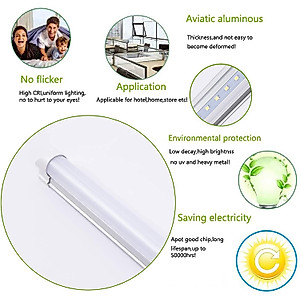 WAHADI 12-Pack 4FT T8 Led Integrated Tube Light Fixture 24W Bright White 6000K 4 Foot Shop Single Strip Connectable Bulb Milky Cover for Household, Garage and Under Cabinet