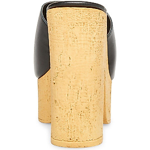 Steve Madden Womens Mardi Leather Cork Platform Sandals Black 9 Medium (B,M)