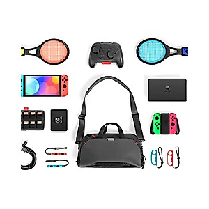 tomtoc Carrying Bag for Nintendo Switch OLED & Nintendo Switch, Protective Large Capacity Travel Storage Pouch for Switch Console, Dock, Pro Controller and More Accessories, Black