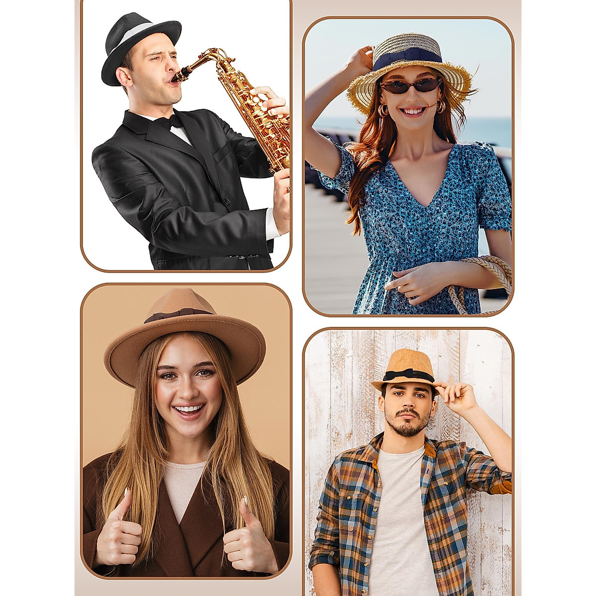 Tigeen 9 Pcs Bow Tie Stretchable Hat Band Hat Ribbon Women's Costume Headwear Panama Hatband for Cowboy Hat Men Women (Bright Colors)