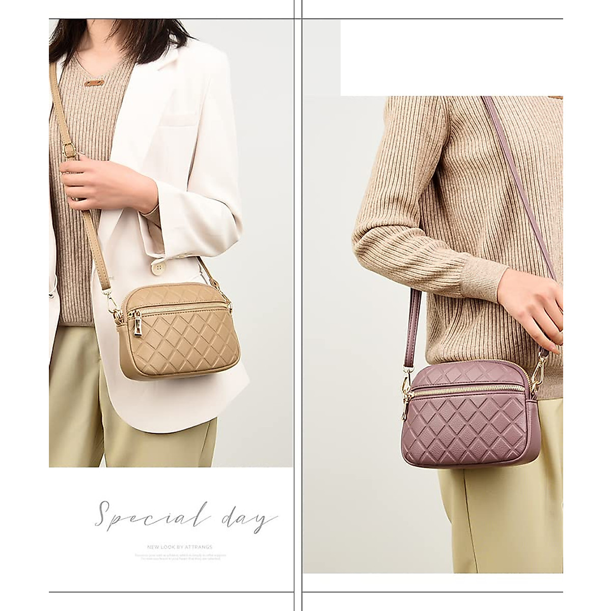 FSD.WG Women's Leather Crossbody Bag Lightweight Shoulder Bag and Stylish Clutch Bag Large Capacity Durable Gift for Ladies