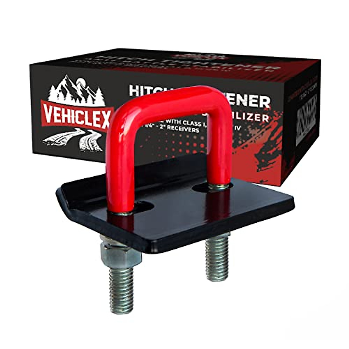 Vehiclex Anti Rattle Hitch Tightener for 1.25" and 2" Hitch Receivers – 0.44" U-Bolt Diameter – Protective Anti-Rust Coating