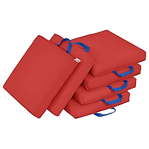 ECR4Kids SoftZone Floor Cushions, Square, Flexible Seating, Red, 6-Piece