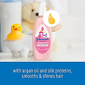 Johnson's Shiny & Soft Tear-Free Kids' Hair Conditioning Spray with Argan Oil & Silk Proteins, Paraben-, Sulfate- & Dye-Free Formula, Hypoallergenic & Gentle for Toddlers' Hair, 10 fl. oz