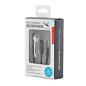 Kikkerland Karaoke Compact Portable Tiny Mini Microphone, Silver, for Voice Recording, Singing. Novelty Gift