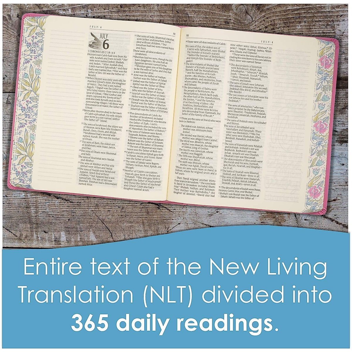 The One Year Bible Expressions NLT, Deluxe (Hardcover, Pink Flowers)