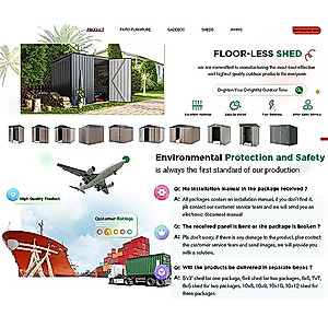 AECOJOY Storage Shed, 4 x 7.5 Ft Horizontal Bike Sheds & Outdoor Storage with Racks, Metal Outdoor Storage Cabinet for Garden