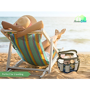 HomeShui Mesh Shower Caddy Dorm - Portable Shower Caddy Basket - Quick-Dry Mesh Shower Bag with 8 Pockets - Bath Caddy - Travel Shower Caddy College