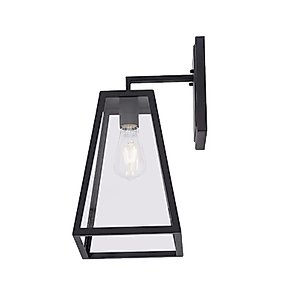 Home Decorators Collection Colonade Collection 1-Light Sand Black Medium Outdoor Wall Mount Sconce with Clear Glass