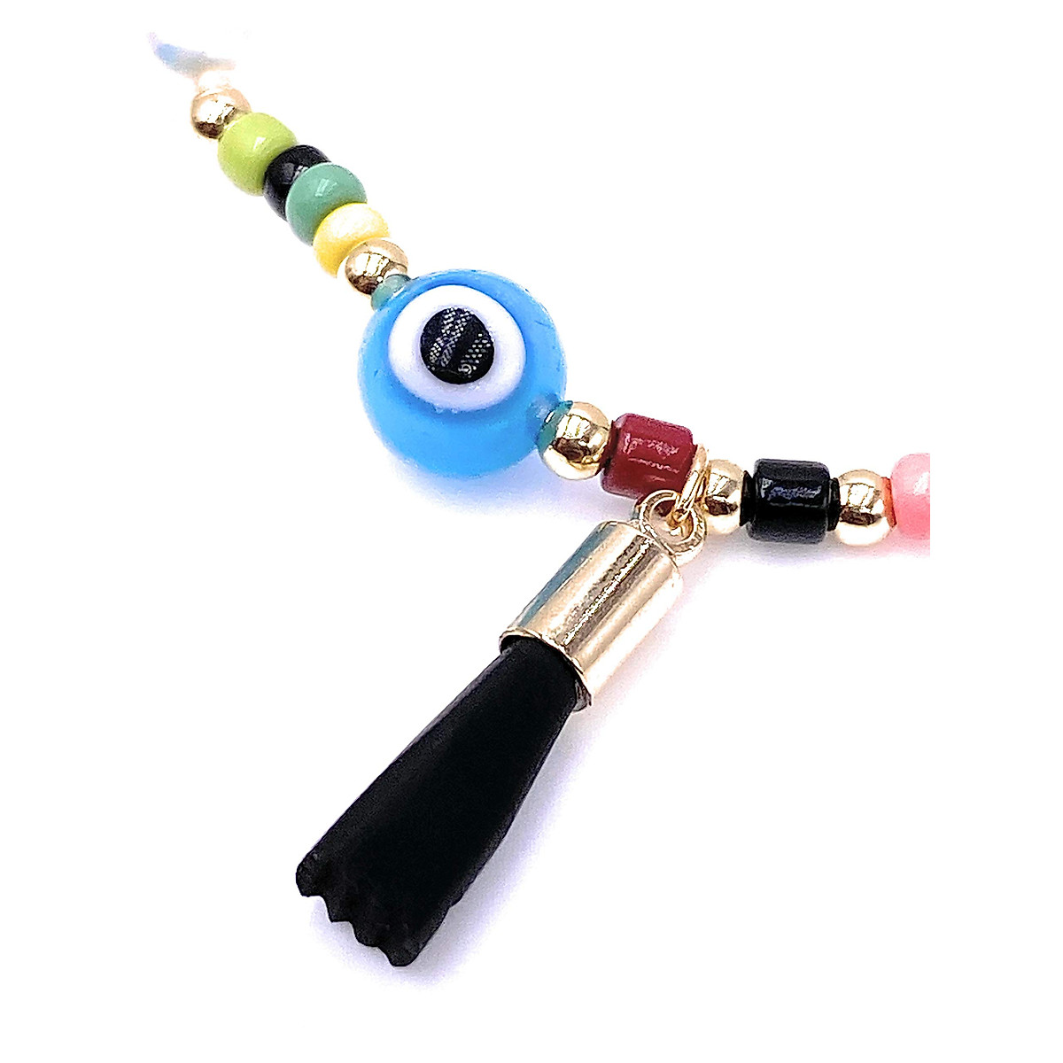 LESLIE BOULES Powerful Amulet Bracelet for Women Blue Evil Eye and Genuine Azabache Pendant