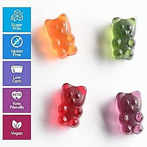 Sugar-Free Gummy Bears Keto Candy - Assorted Fruit Flavors Keto Snacks - Vegan Gummy Bears, Gluten-Free, Low Carb, Keto-Friendly, Sugar-Free Gummies - Bulk 2 LB