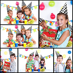 30 Pieces Birthday Party Hats Car/Cow Themed Paper Cone Hat Birthday Party Supplies Decorations for Kids (Race Car)