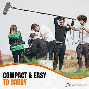 iOgrapher Microphone Boom Pole - Handheld Boom Pole Holder & Adjustable Microphone Mount - Compact & Extendable Pole Mount with Maximum Reach 1.5m (59")