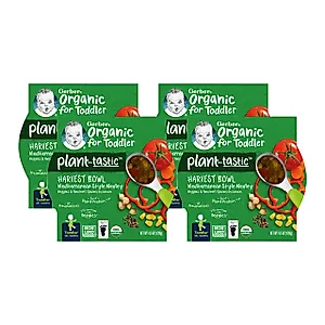 Gerber Organic for Toddler Plant-Tastic Harvest Bowl, Mediterranean Style Medley with Veggies & Ancient Grains in Sauce, Organic & Non GMO Toddler Food, 4.5 OZ (Pack of 4)