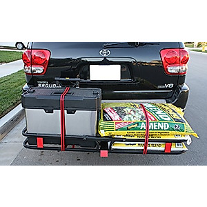 MaxxHaul 70107 53" x 19-1/2" Hitch Cargo Carrier - Trailer Mount Steel With High Side Rails For RV's, Trucks, SUV's, Vans, Cars 2" Receiver 500-lb Load Capacity , Black