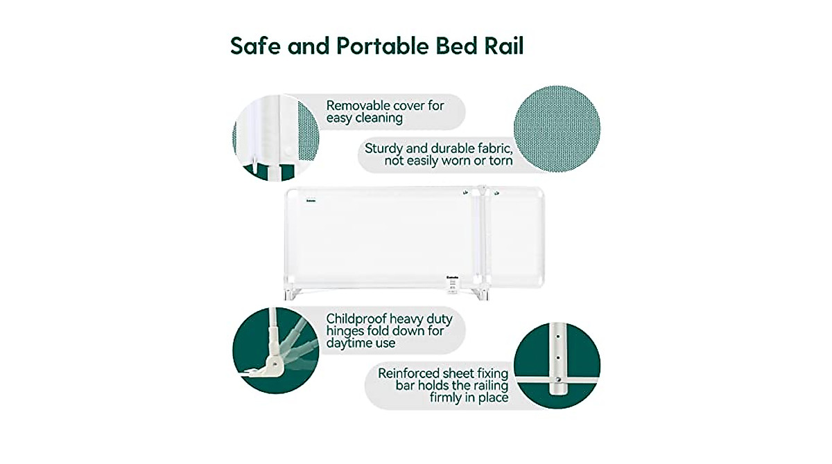 BABELIO Extendable Toddler Bed Rails - Secure & Easy Setup
