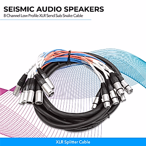 Seismic Audio Speakers 8 Channel Low Profile XLR Send Sub Snake Cable, XLR Splitter Cable, 15 Feet