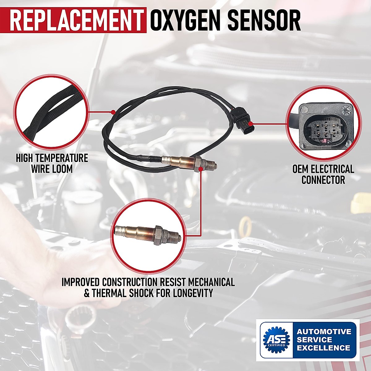Replacement LSU 4.9 Lambda Wide Band O2 Oxygen Sensor - Replaces 17025, 0258017025 - Compatible with AEM 30-4110, 30-0300, 30-0310 - X Series AFR Inline Controller - UEGO Air and Fuel Ratio Wideband