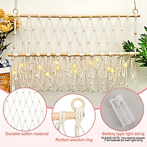 2 Pcs Stuffed Animal Hammock with LED Light, No Battery, Macrame Stuffed Animal Toy Hammock for Neatly Store Hanging Plush Animals Toys Animals Net Storage Organizer for Nursery Play Room Bedroom