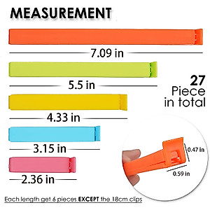 FOIMAS Food Bag Sealing Clips,27pcs Assorted Size Plastic Bag Sealing Clips for Snack Coffee Potato Chip Food Storage Bag