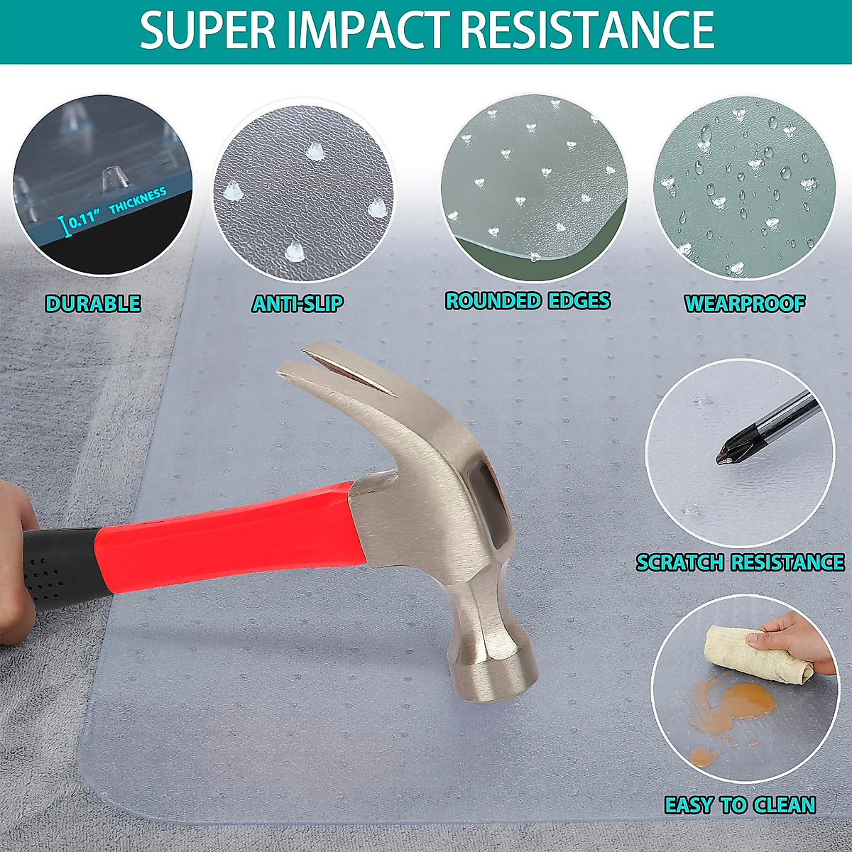 Nova Microdermabrasion Office Chair Mat for Carpet Computer Chair Mat Desk Chair Mat for Carpeted Floors Anti-Slip Floor Protector for Home Office (Carpet Mat with Lip, 48"x36")