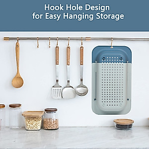 KanYool Over the Sink Strainer Colander Basket Collapsible Extendable Kitchen Food Fruits Vegetables Noodle Pasta Sink Drain Basket Retractable Plastic Adjustable Strainer Over Sink Washing Basket