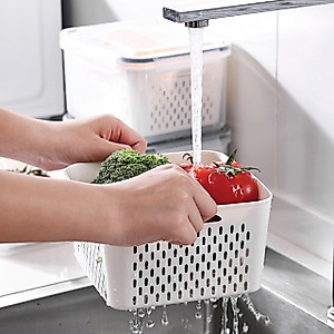 AVUX Fruit Storage Containers for Fridge (5 Pcs) Air Tight Food Storage Bins with Lid | Leak-Proof Rectangular Containers to Keep Fruits, Berries, Veggies, and Salad Fresh for Longer