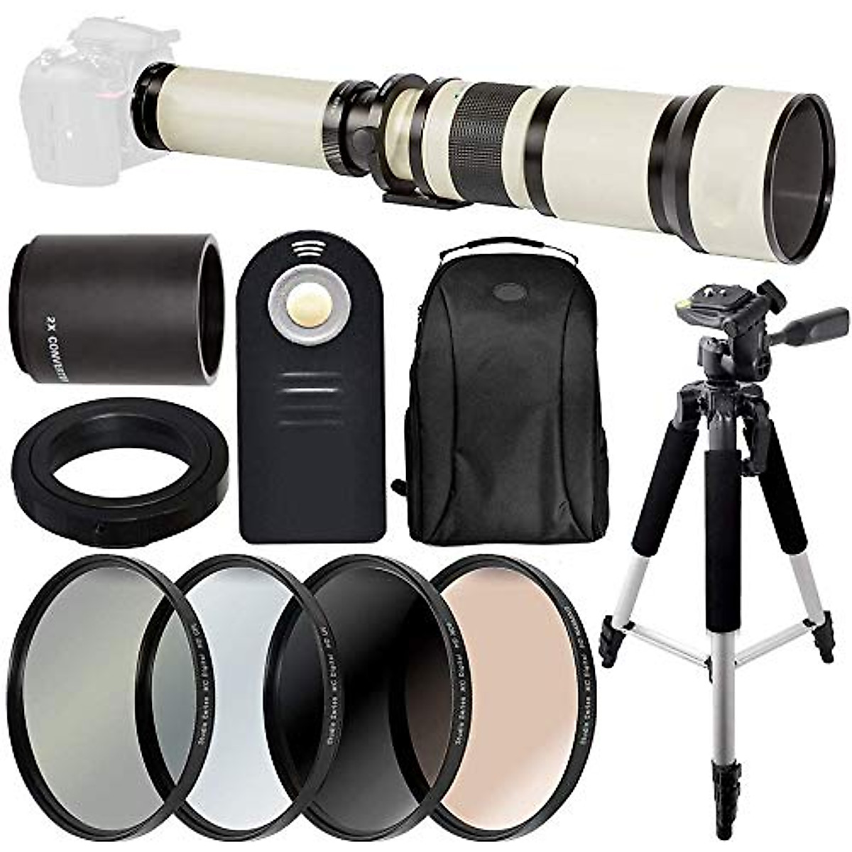 Ultimaxx 650-1300mm Manual Zoom Lens Deluxe Bundle for Canon EOS 90D,80D, 77D, 70D, 60D, 60Da, 50D, 7D, T7i, T7s, T7, T6s, T6i, T6, T5i, T5, SL1, SL2 and SL3 Digital SLR Cameras