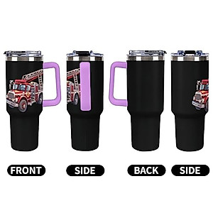 Firetruck 40 Oz Tumbler Insulated Stainless Steel Water Bottle Travel Mug Car Cup with Handle And Straw