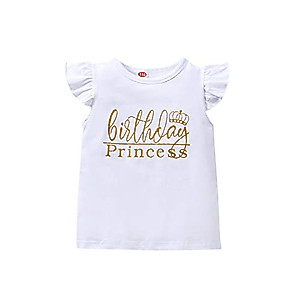 Toddler Kids Baby Girls Outfits Birthday tee Outfit Princess Ruffle Vest Sleeveless T-Shirts Infant Top