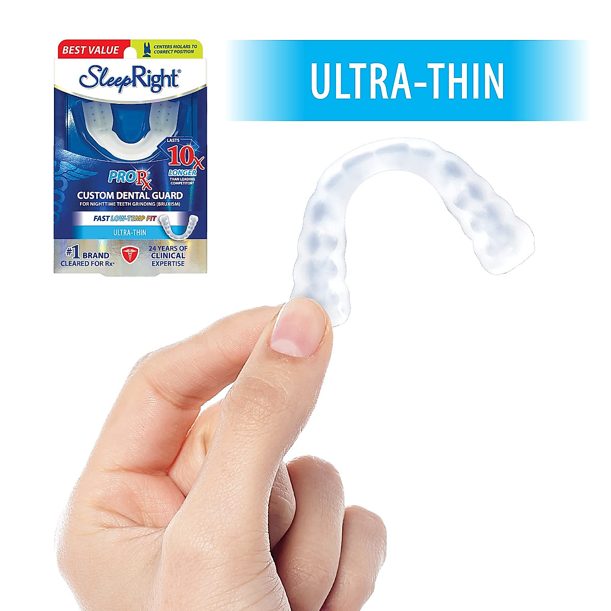 SleepRight ProRx Custom Fit Dental Guard - Helps with Teeth Grinding, Clenching and Bruxism - Provides Maximum Protection