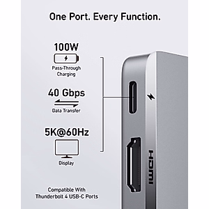 Anker USB C Hub for MacBook, Anker 547 USB-C Hub (7-in-2), Compatible with Thunderbolt 4 USB C Port, 4K HDMI, USB C and 2 USB A Data Ports for MacBook Pro 13 Inch, MacBook Air M1 / M2, and More