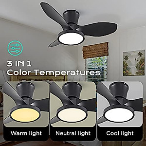 ocioc Quiet Ceiling Fan with LED Light DC motor 32 inch Large Air Volume Remote Control for Kitchen Bedroom Dining room Patio