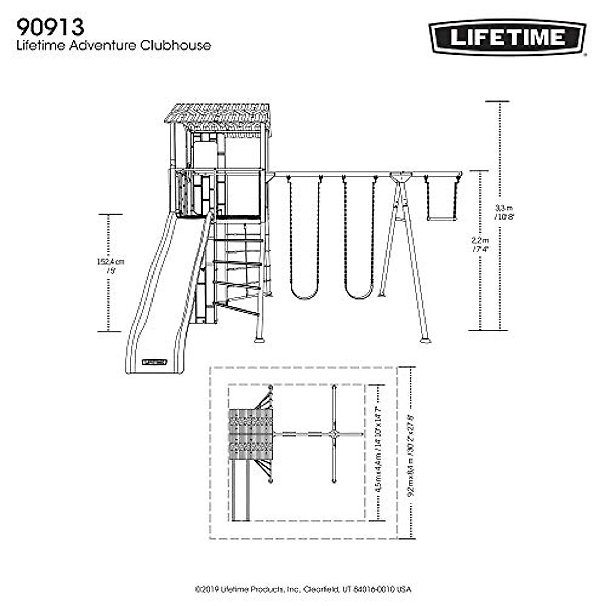 Lifetime 90913 Adventure Clubhouse Swing Set, Brown/Green