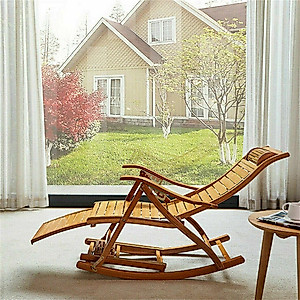 JHUS Bamboo Rocking Chair Lengthen Arm Chair Indoor Outdoor Balcony Relaxing Recliner Mikalo Chair Rocking Chair Rocker Chair Rocker Camp Chair Rocker Recliner Rocking Camp Chair Rocking Chairs