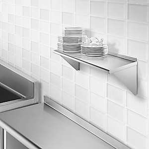 GRIDMANN 12" x 36" Stainless Steel Wall Mount Shelf with Backsplash, 16 Gauge, Commercial Grade - NSF Certified - Shelving for Restaurant, Kitchen, Utility Room, Garage
