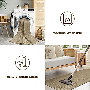 Uphome Boho Bathroom Rugs, 2x3 Washable Small Area Rug for Entryway Indoor, Farmhouse Rubber Backing Braided Cotton Throw Rugs Low Pile, Indoor Tan Front Door Mat for Porch Kitchen Bedroom Entrance