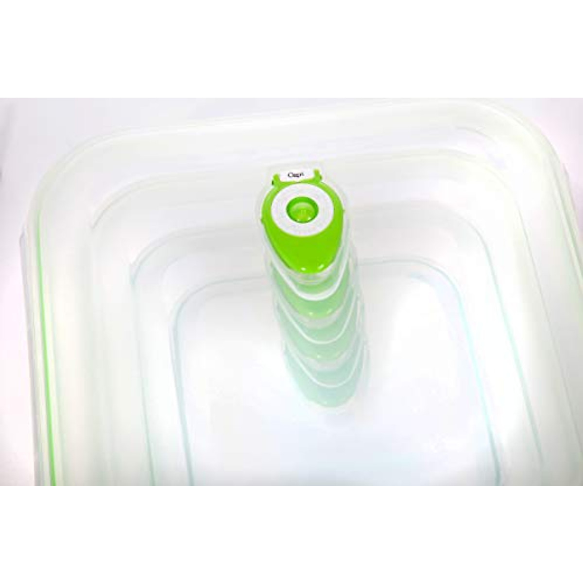 Ozeri INSTAVAC Green Earth Food Storage Container Set, BPA-Free 8-Piece Nesting Set with Vacuum Seal and Locking Lids