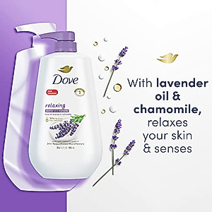 Dove Body Wash with Pump Relaxing Lavender Oil & Chamomile 3 Count for Renewed, Healthy-Looking Skin Gentle Skin Cleanser with 24hr Renewing MicroMoisture 30.6 oz