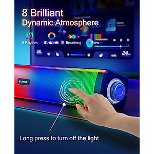 Computer Speakers for Desktop Monitor, LENRUE PC Speakers with Touch Colorful Lights, Volume Knob, USB Powered for Computer, PC, Laptop