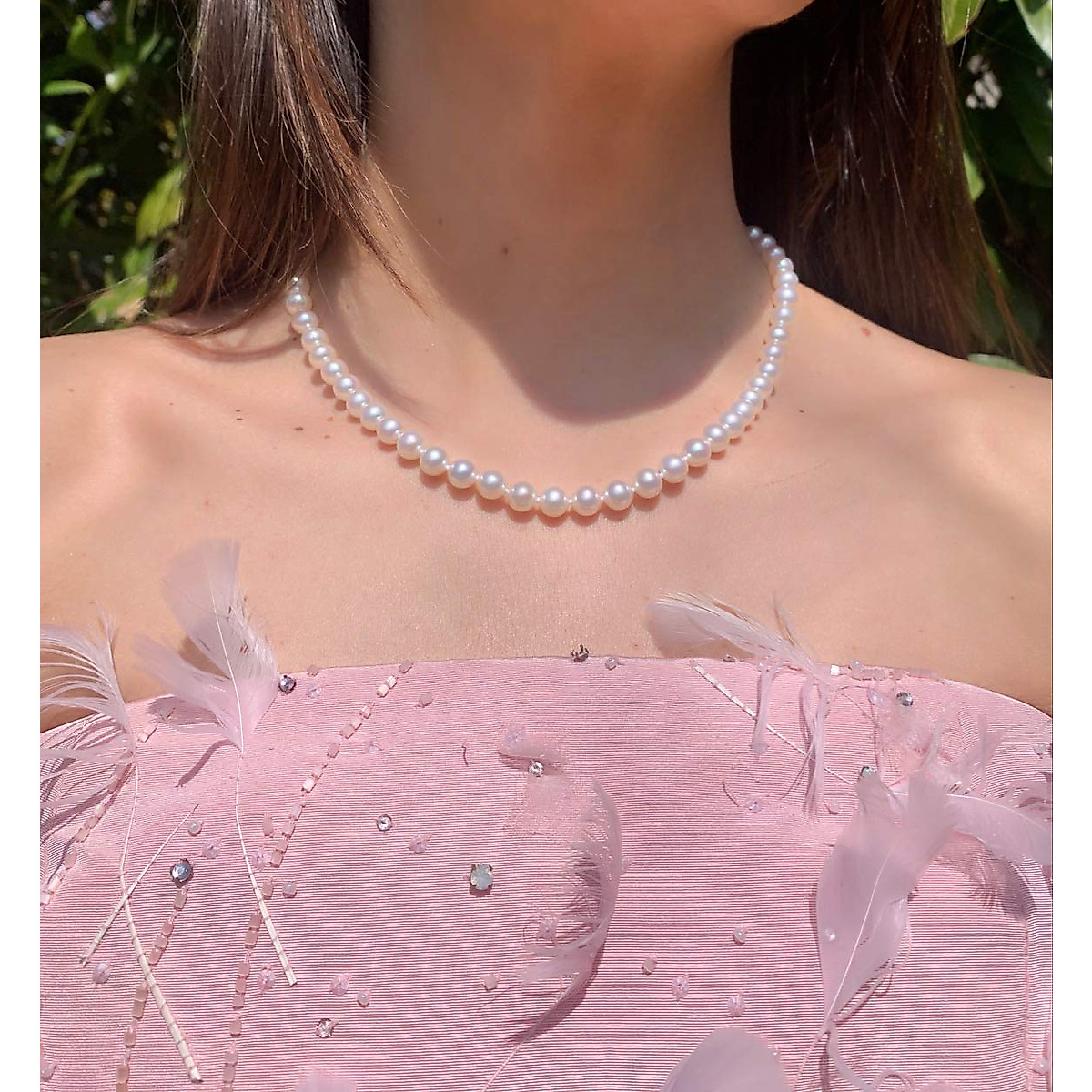 14K Gold AAAA White Freshwater Cultured Pearl Silk-Knotted 18" Strand Princess Pearls Necklace - Choice of Pearl Size & Clasp Gold Color