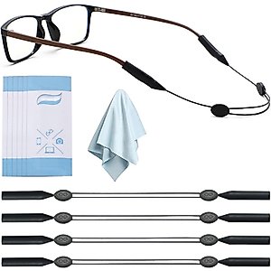 Maitsol Glasses Strap (4 PCS) - No Tail Sunglasses Strap - Adjustable Eyeglasses Strap - Eye Glasses Holder Around Neck, Sports Eyewear Retainer Glasses Strap for Men Women 14Inch（Black）