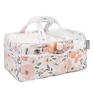 Trend Lab Blush Floral Storage Caddy for Diaper Changing and Organizer for Newborn Essentials, 12 in x 6 in x 8 in (103701)