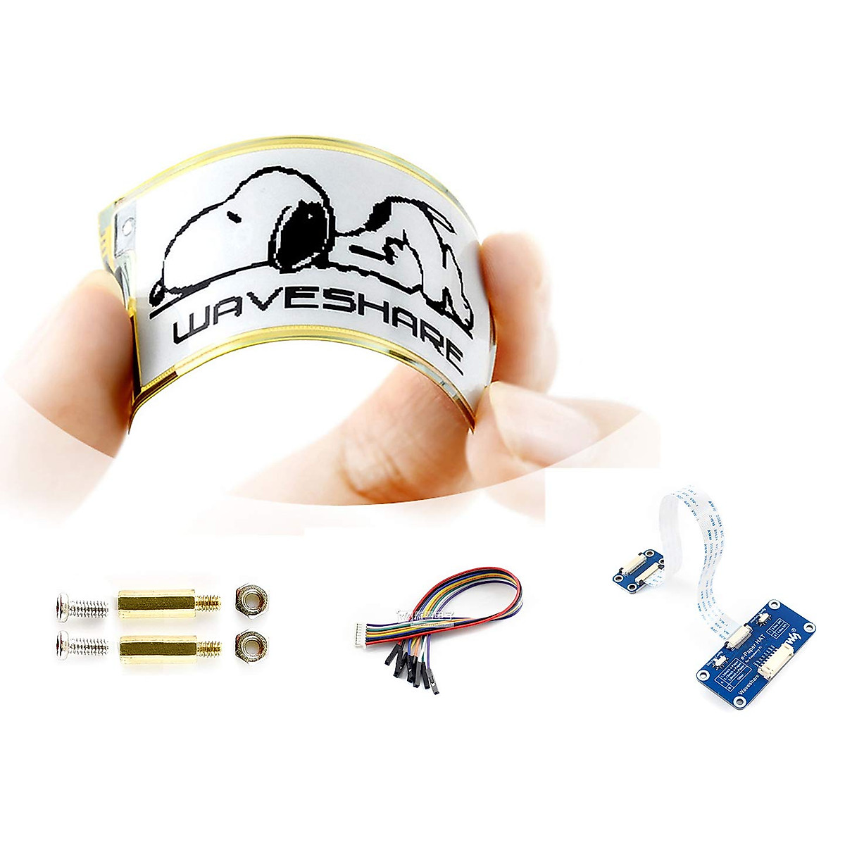 2.13inch Flexible E-Ink Display HAT for Raspberry Pi 4B/3B+/3B/2B/Zero/Zero W/WH and Jetson Nano,212X104 Pixel White Black Two Color Display Section Bendable SPI Interface Support Partial Refresh